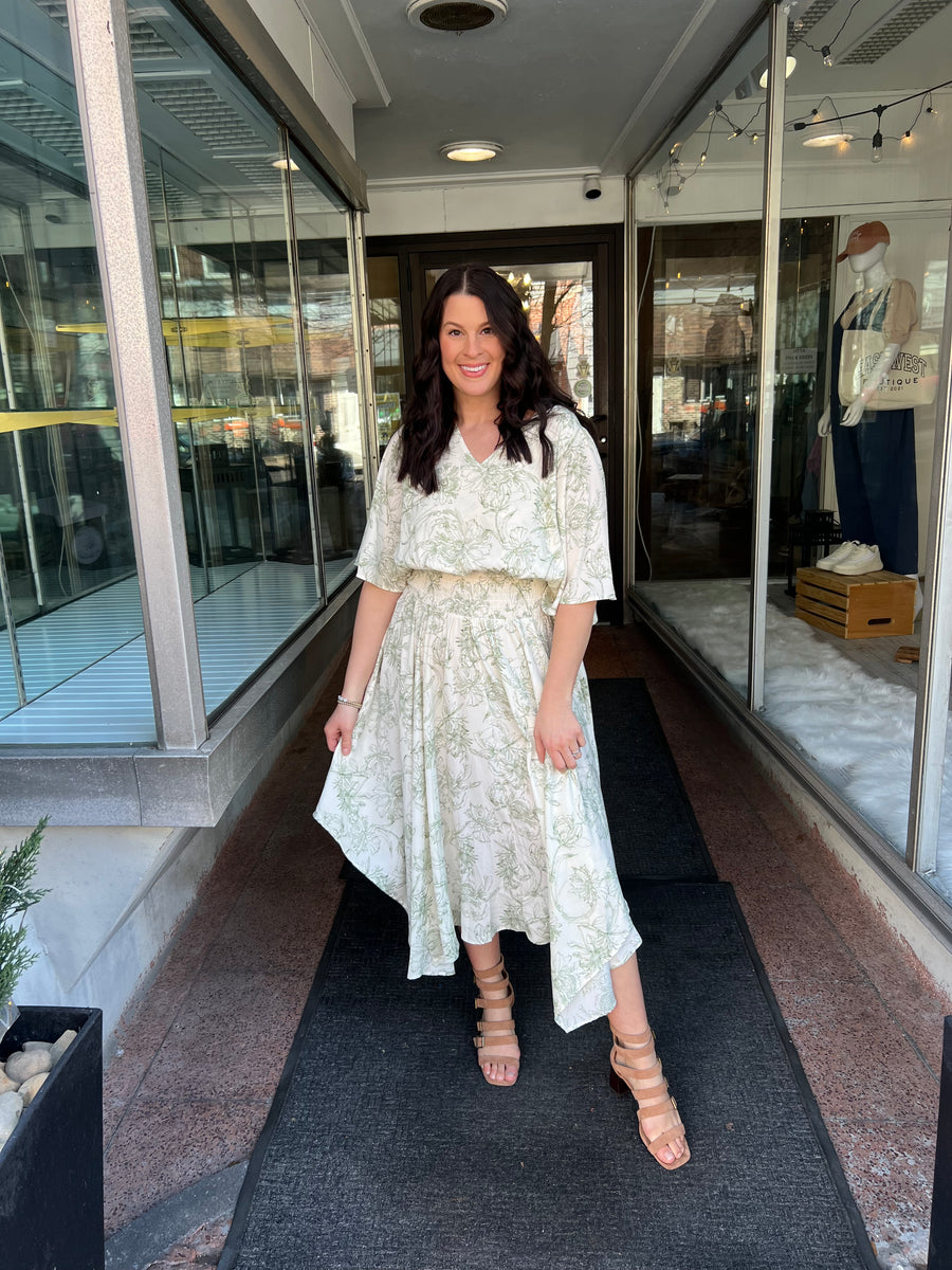 SIL Ivory Olive Floral Maxi Dress – EastWestBoutique